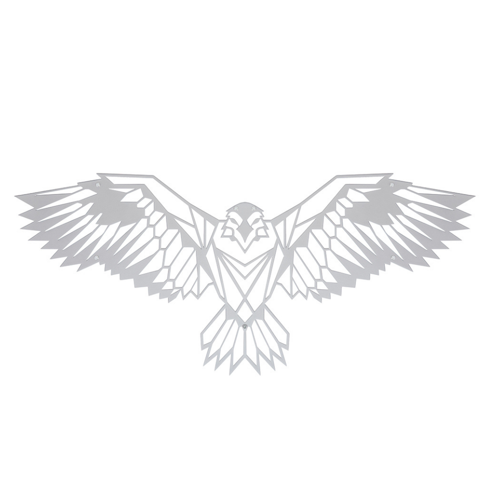 Wanddeko aus Metall | 80 x 35 cm | Adler Silber | Hansmeier